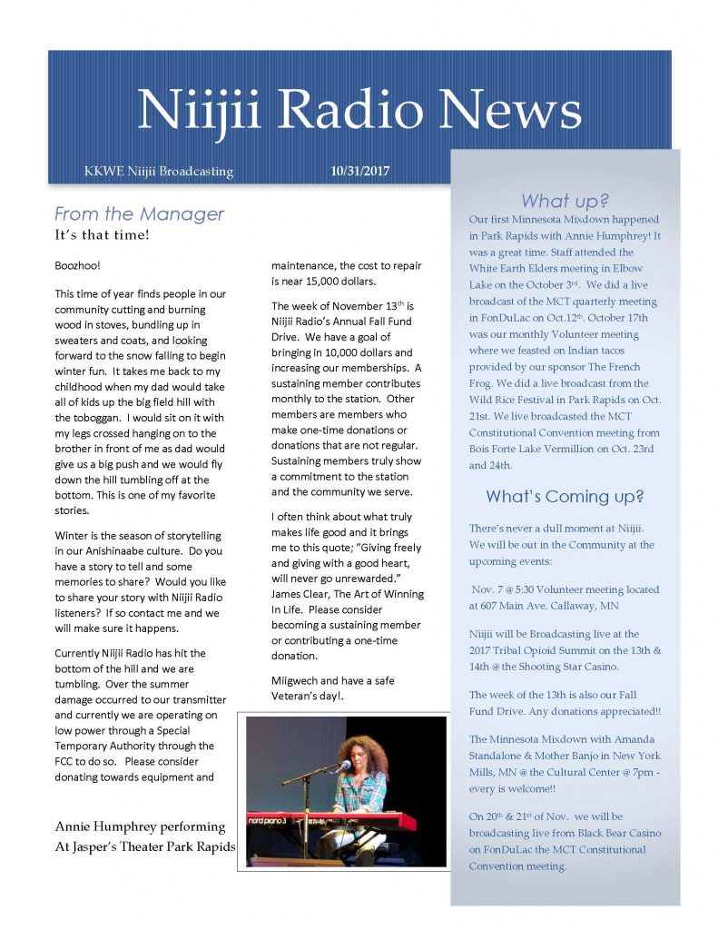 Niijii News Letter - Niijii Radio